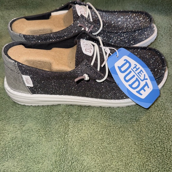 Hey Dude | Shoes | Hey Dude Wendy Metallic Sparkle Charcoal W8 | Poshmark